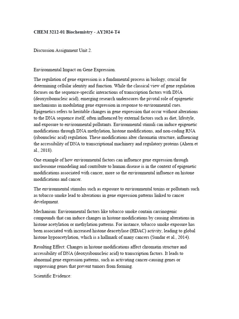 CHEM 3212-01 Biochemistry - AY2024-T4-Discussion Assignment Unit 2 ...