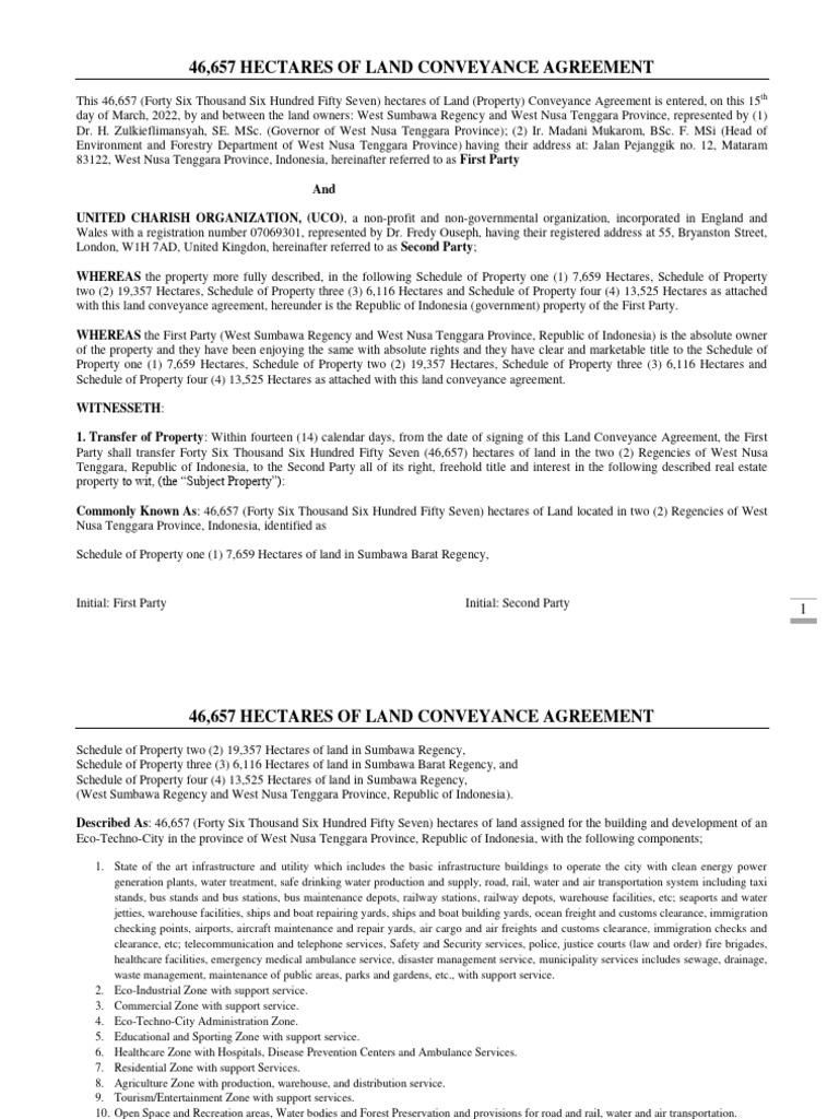 Land Conveyance Agreement | PDF | Indemnity | Indonesian Rupiah