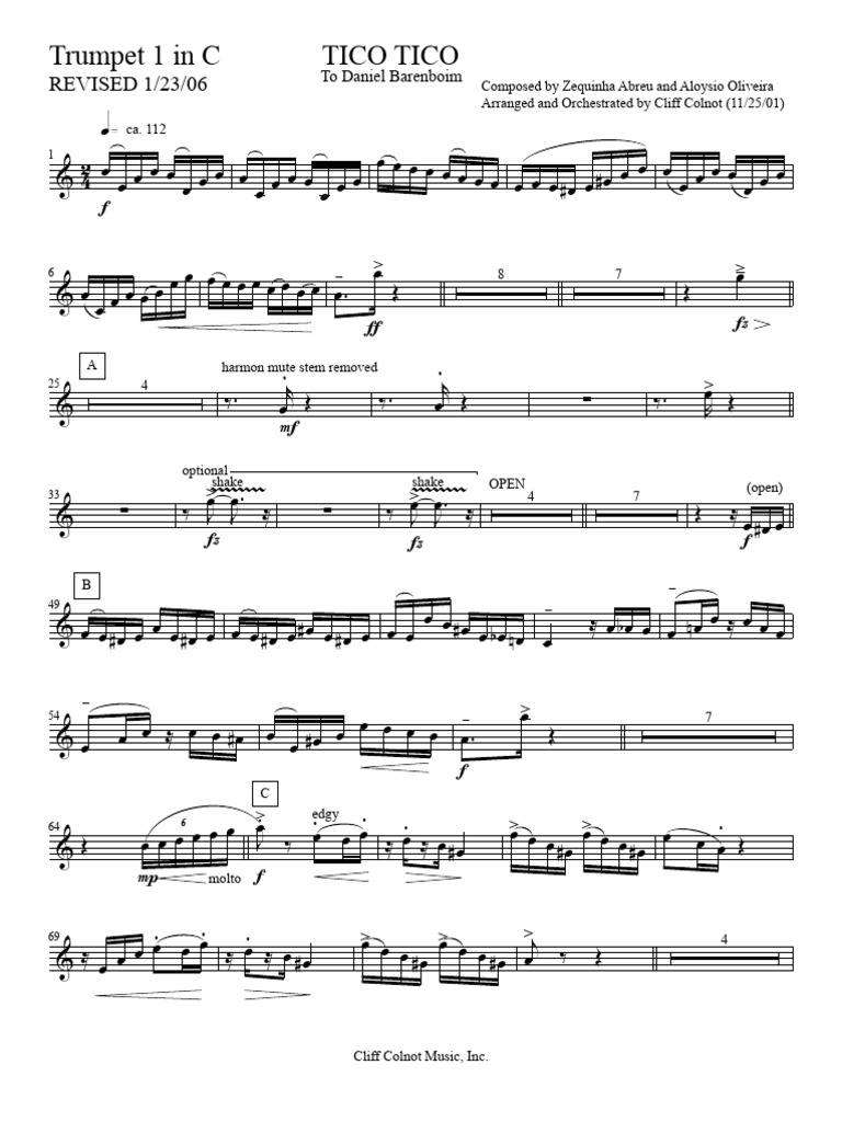 Trumpet in C 1-Tico Tico | PDF