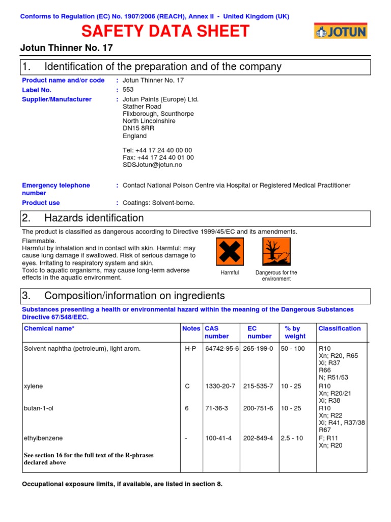 Thinner 17 | PDF | Chemistry | Chemicals
