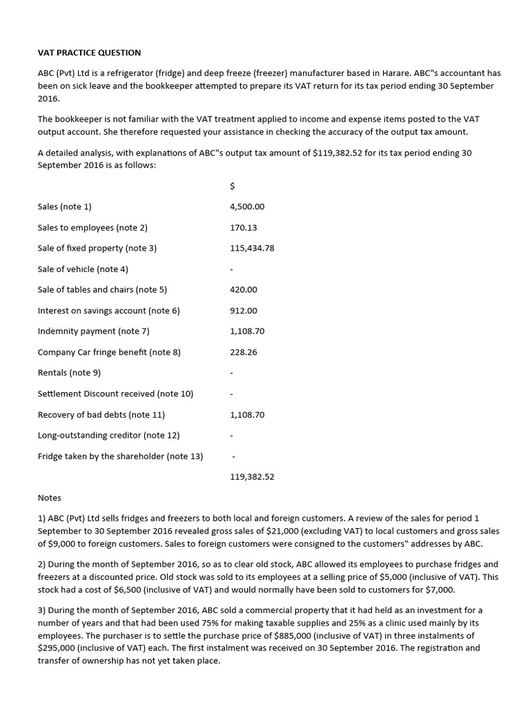 Vat Practice Question | PDF | Value Added Tax | Taxes