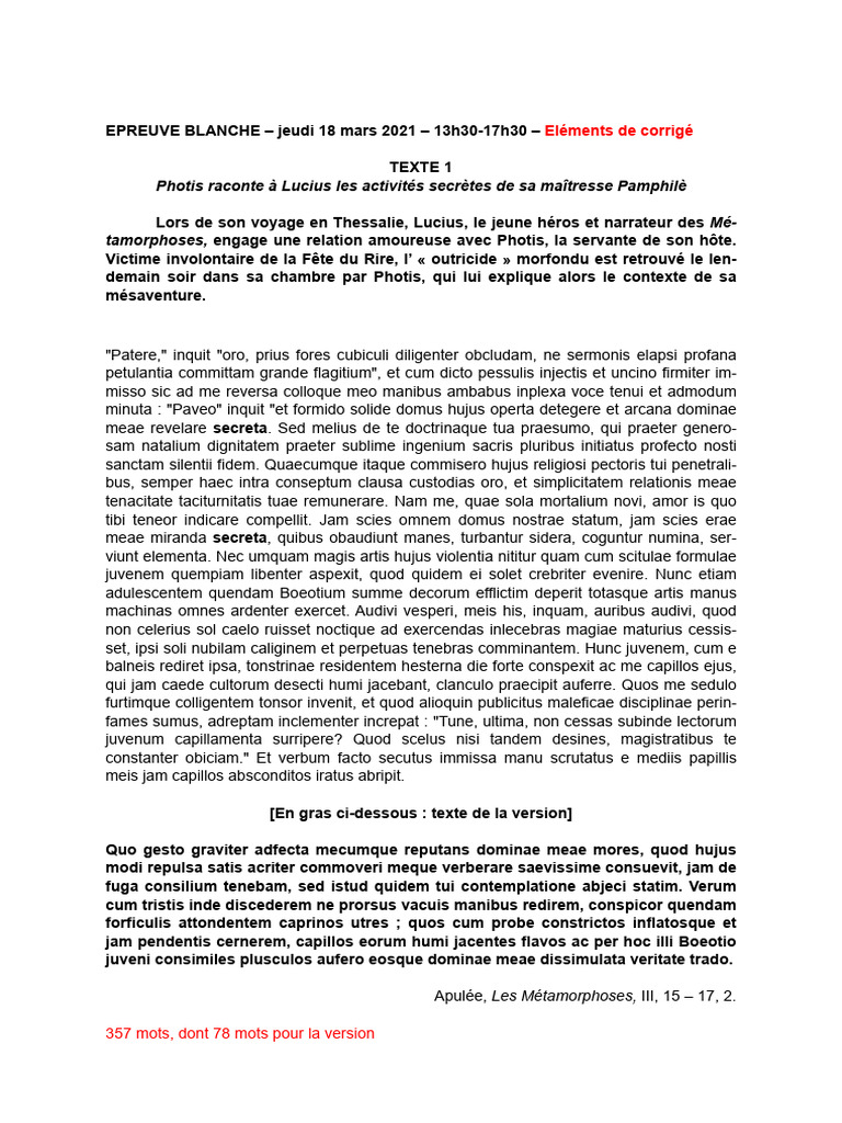 Secrets de Pamphilè dans Les Métamorphoses | PDF