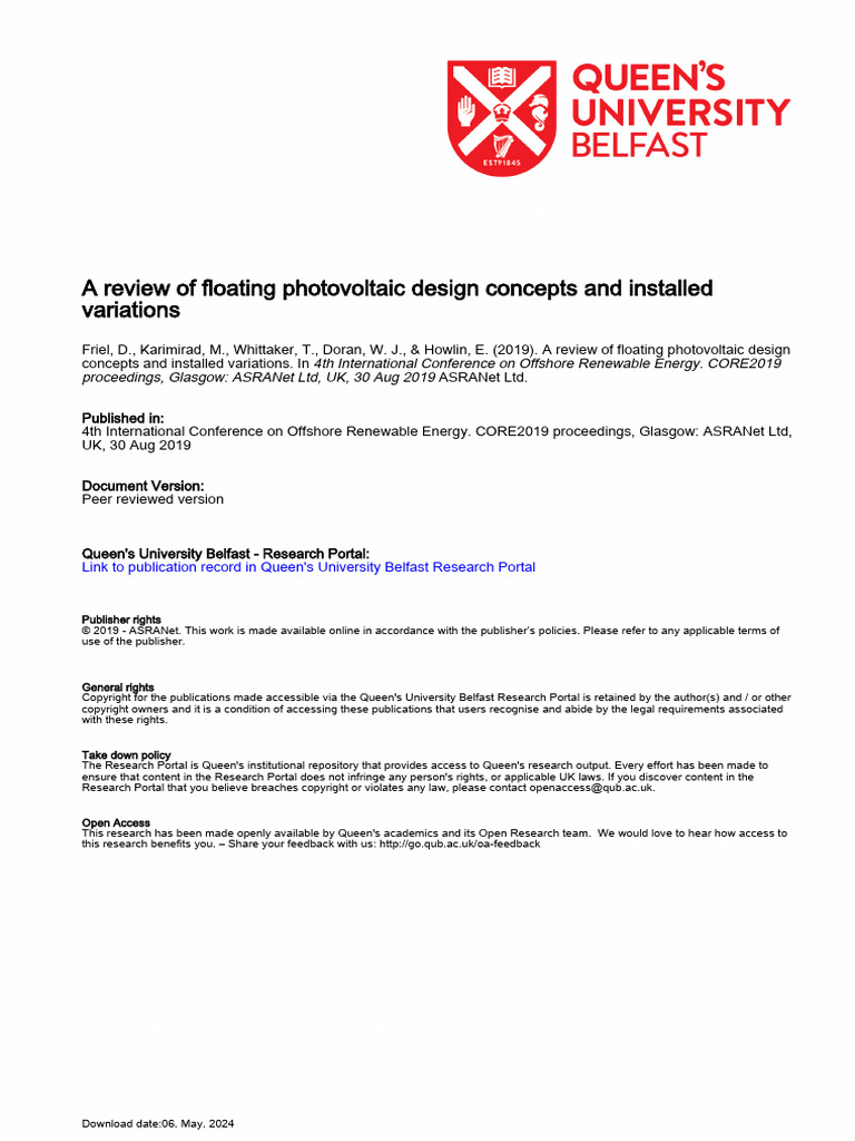 A Review of Floating Photovoltaic Design Concepts and Installed ...