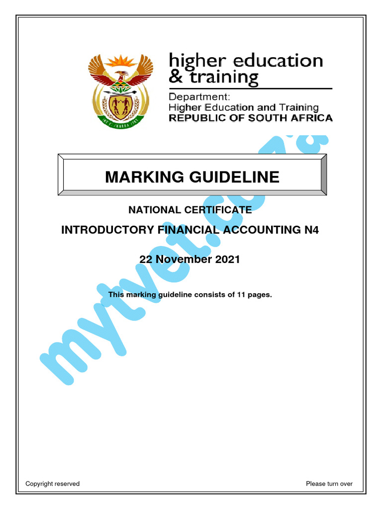 Introductory Accounting N4 Marking Guide | PDF | Debits And Credits ...