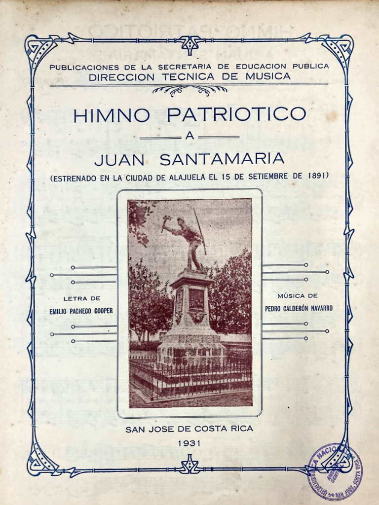 1931 - Himno Patriotico A Juan Santamaria | PDF