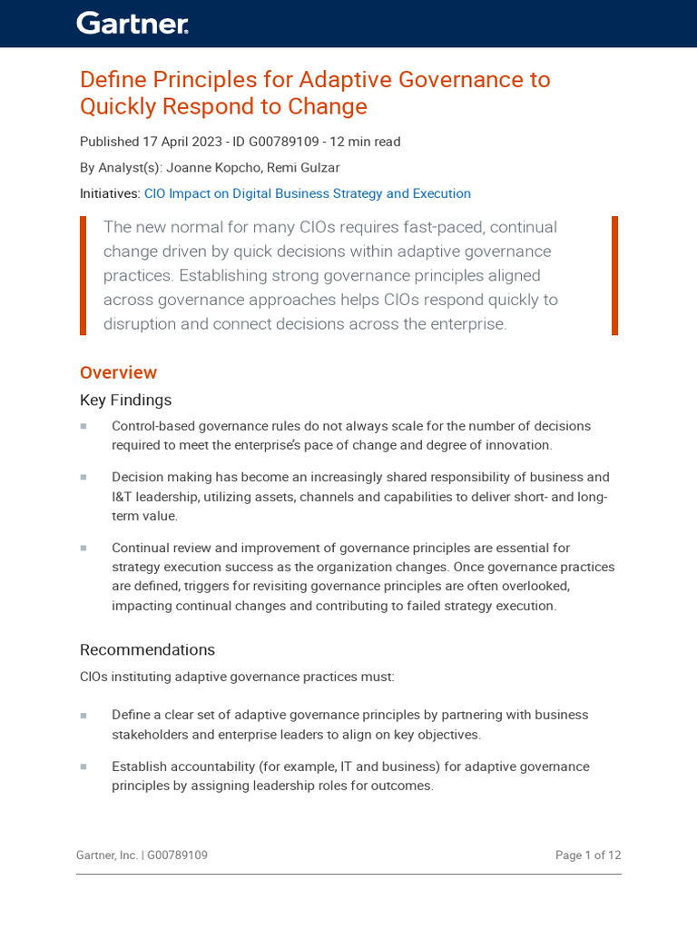 Defining Adaptive Governance Principles | PDF | Governance | Chief ...