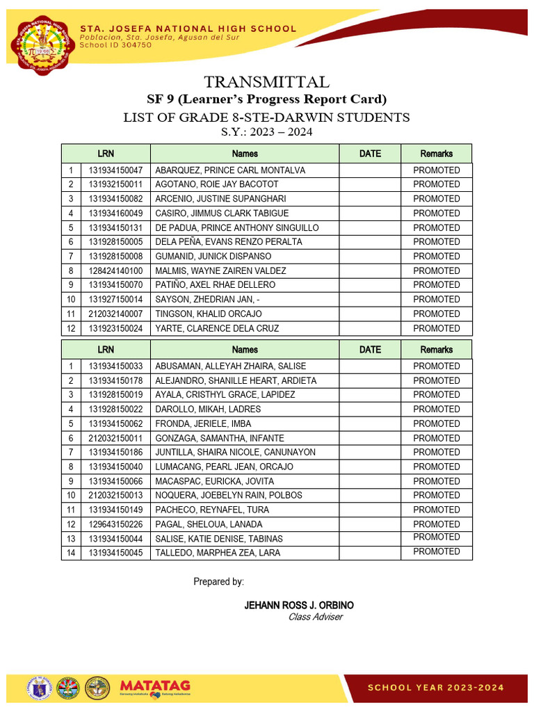 Transmittal SF9 SF10 | PDF