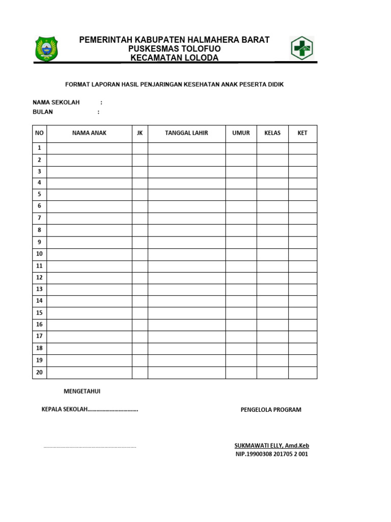 Form Lap - Uks Baru 2020 | PDF
