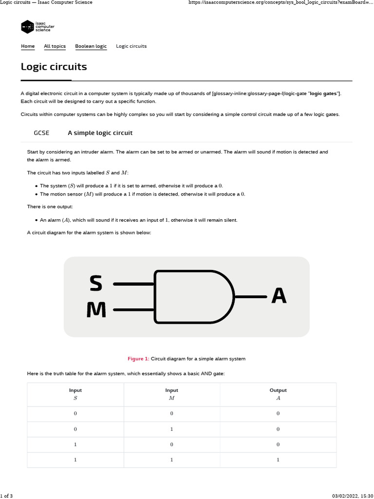 Logic Circuits - Isaac Computer Science | PDF | Logic Gate | Electronic Circuits