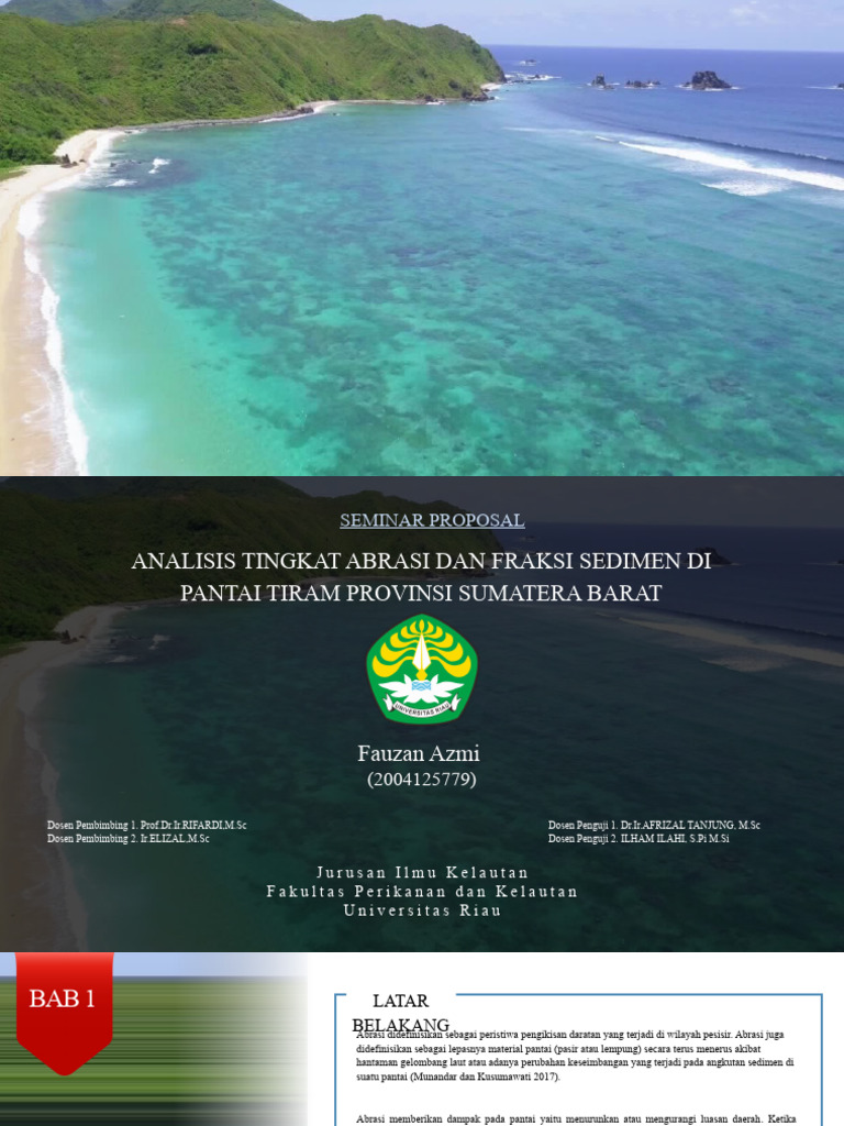 Analisis Tingkat Abrasi Dan Fraksi Sedimen Di Pantai Tiram Provinsi ...