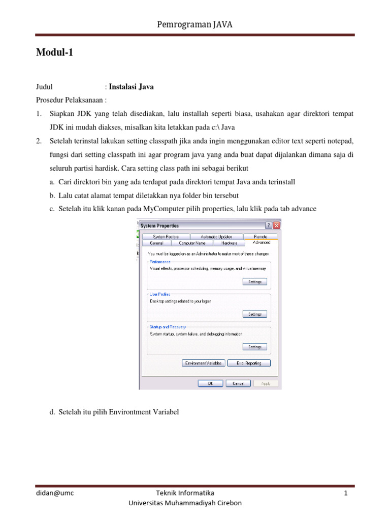 Modul Lengkap Pemrograman Dasar Java | PDF | Komputer