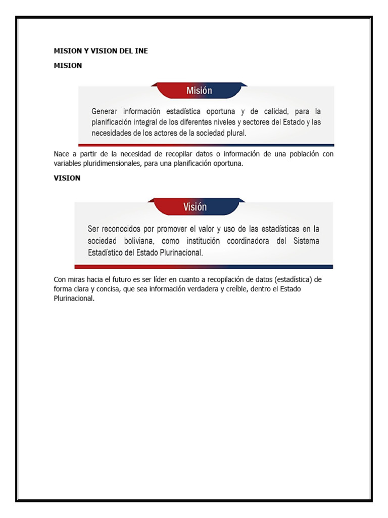 Mision - Vision Ine | PDF | Negocios | Política