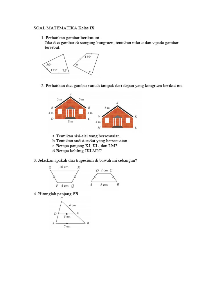 SOAL MID MATEMATIKA Semester Genap Kelas IX | PDF