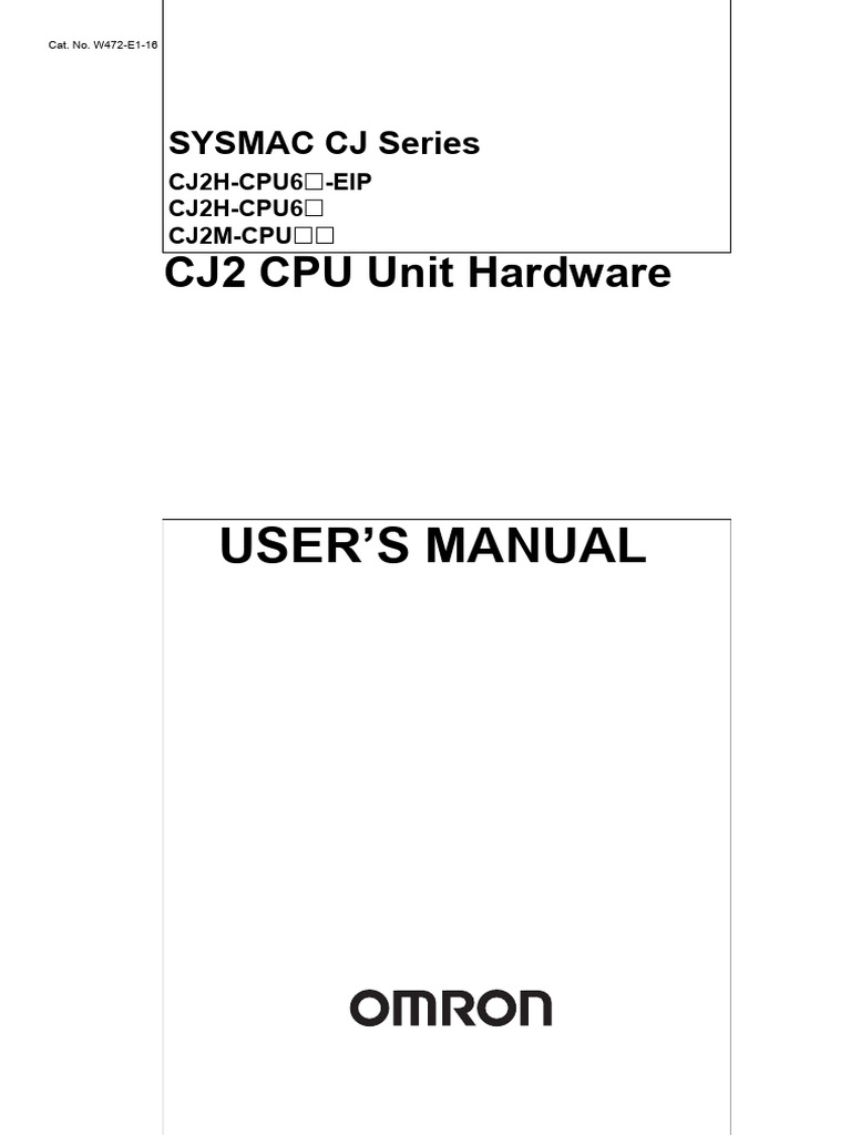 w472 Cj2 Cpu Units Hardware Users Manual En | PDF | Programmable Logic Controller | Input/Output