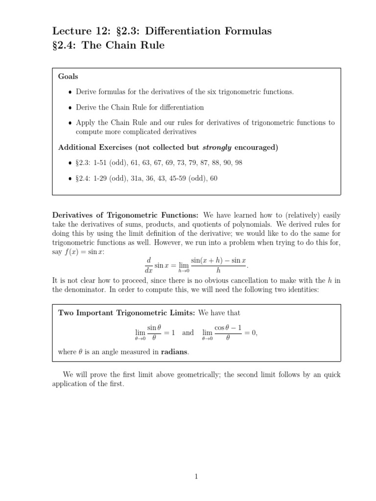 Calc 1 practice | PDF | Trigonometric Functions | Derivative