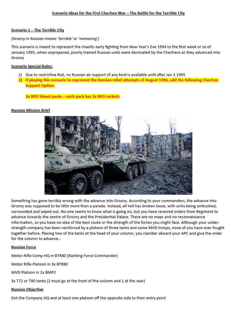 Scenario Ideas For The First Chechen War | PDF | Chechnya | Military