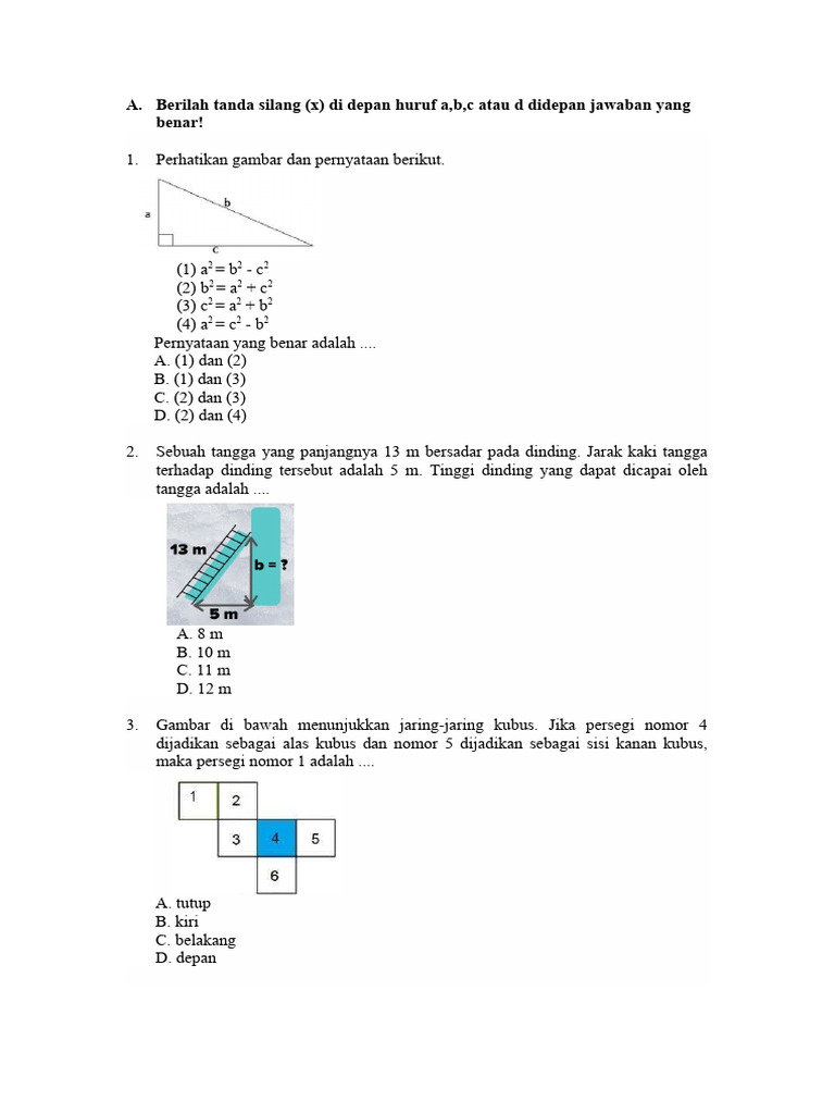 Soal Matematika Kelas 8 Semester Genap 2024 | PDF | Griya & Taman