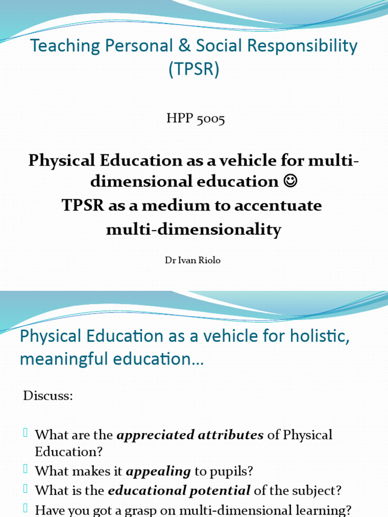 TPSR in Physical Education: A Holistic Approach | PDF | Leadership ...