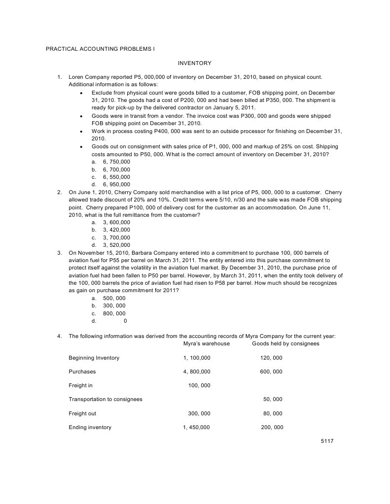 Practical Accounting Problems I | PDF