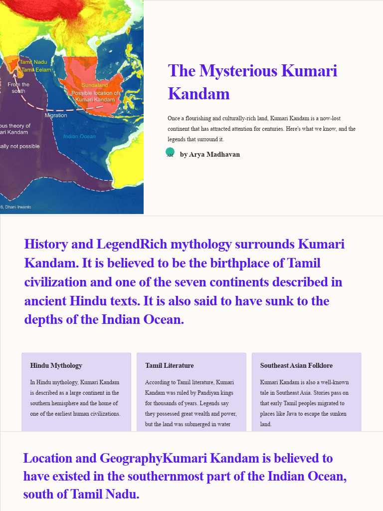 Kumari Kandam: History and Mythology | PDF | History