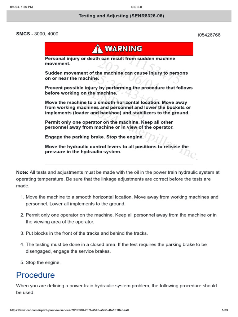 Testing and Adjusting (SENR8326-05) | PDF | Clutch | Pump