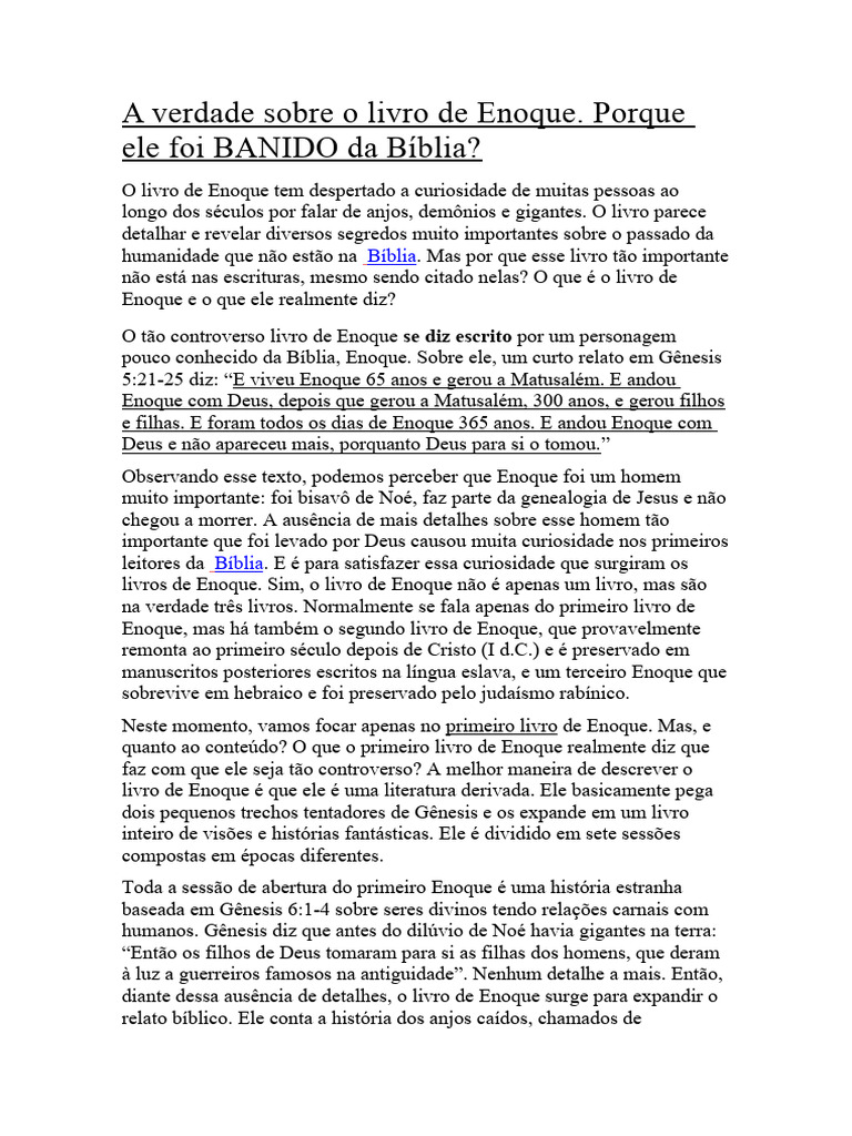 A Verdade Sobre o Livro de Enoque | PDF | Bíblia | Livro de Enoch