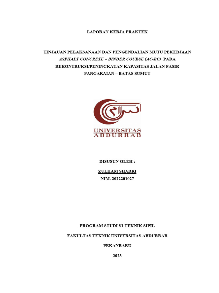 Laporan KP Zulham Shadri - FIX-1 | PDF