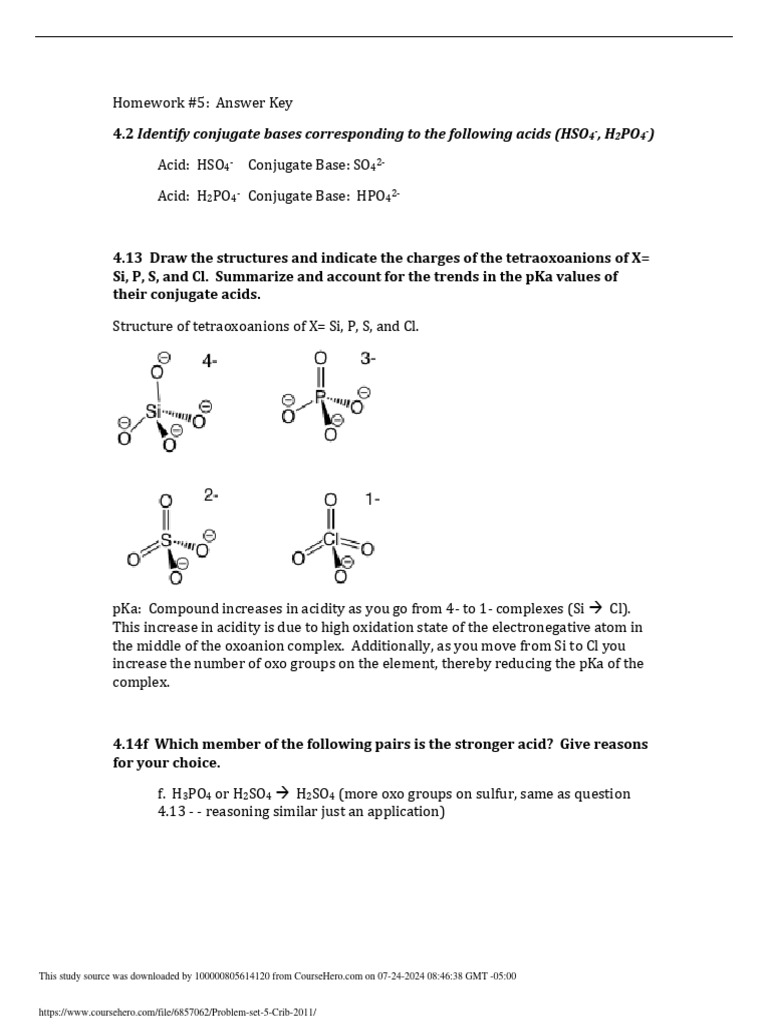 Problem Set 5 Crib 2011 | PDF | Acid | Acid Dissociation Constant