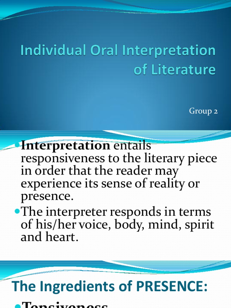 Oral Interpretation of Poetry Techniques | PDF | Lyric Poetry | Poetry