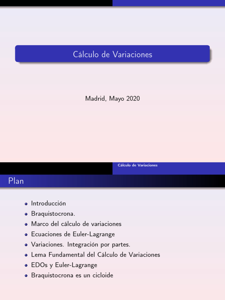 Cal Var | PDF | Cálculo de variaciones | Ecuación de Euler-Lagrange