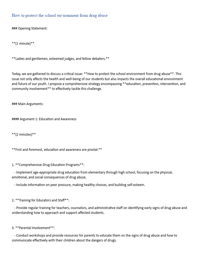 How to Protect the School Environment From Drug Abuse | PDF | Substance ...