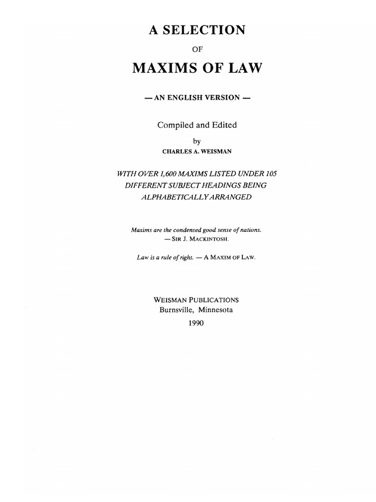 Maxims of Law - Weisman | PDF | Common Law | Justice