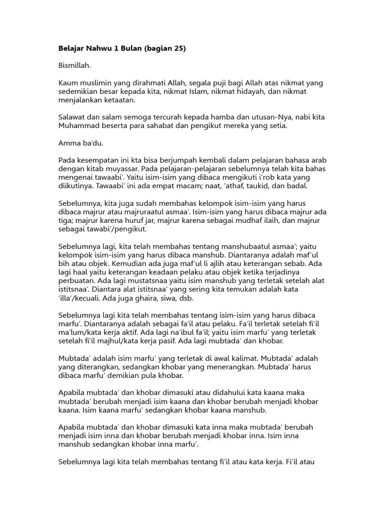 Panduan Nahwu: Tawaabi' dan I'rob | PDF