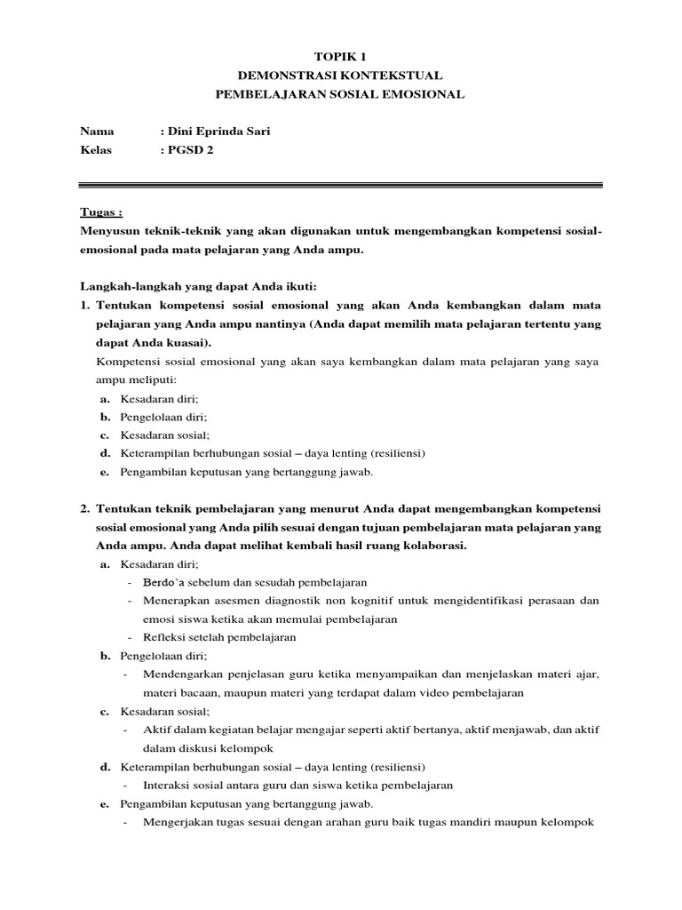 Pse Topik 1 Demonstrasi Kontekstual Dini Eprinda Sari | PDF | Sains ...