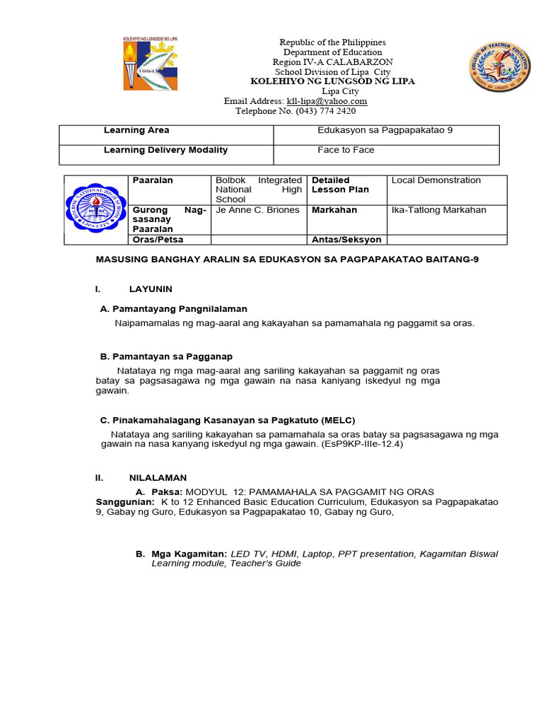 Modyul 12: Pamamahala Sa Paggamit NG Oras | PDF