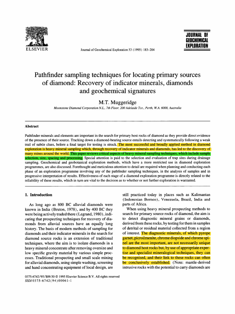 Pathfinder sampling Diamonds | PDF | Diamond | Exploration