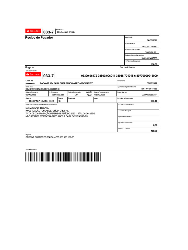 Boleto | Download grátis PDF | Serviços financeiros | Bancos