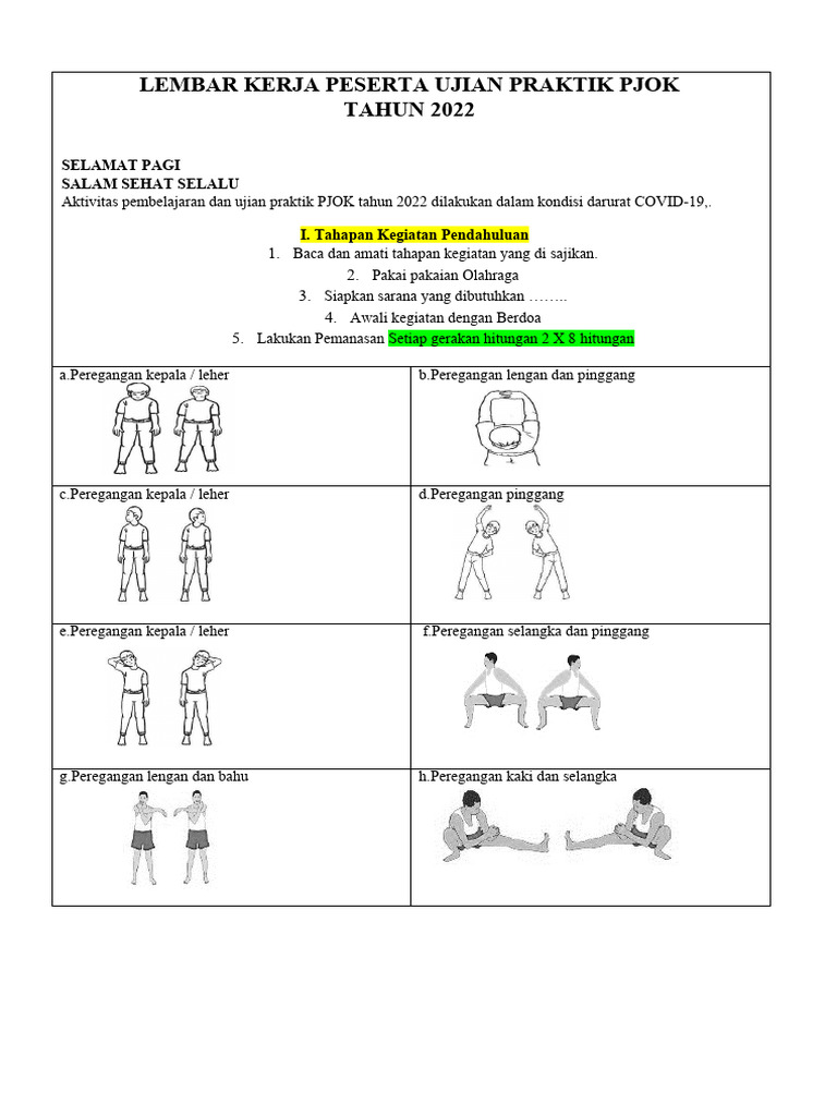 Lembar Kerja Peserta Ujian Praktik Pjok | PDF