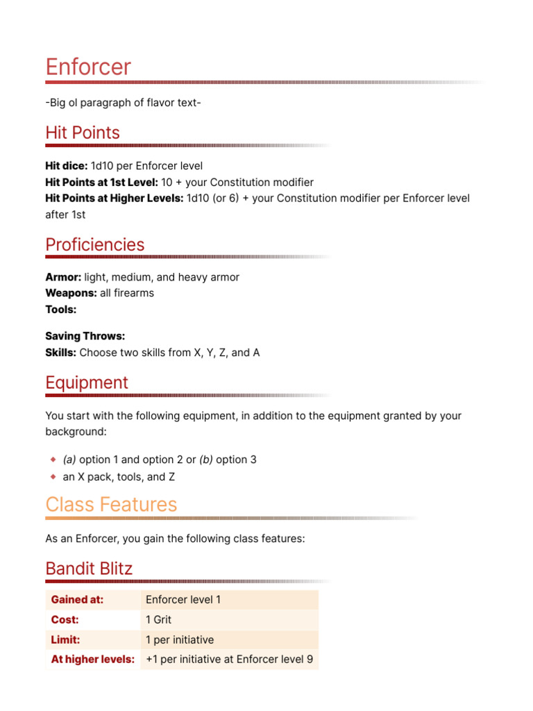Enforcer Class Features and Abilities | PDF