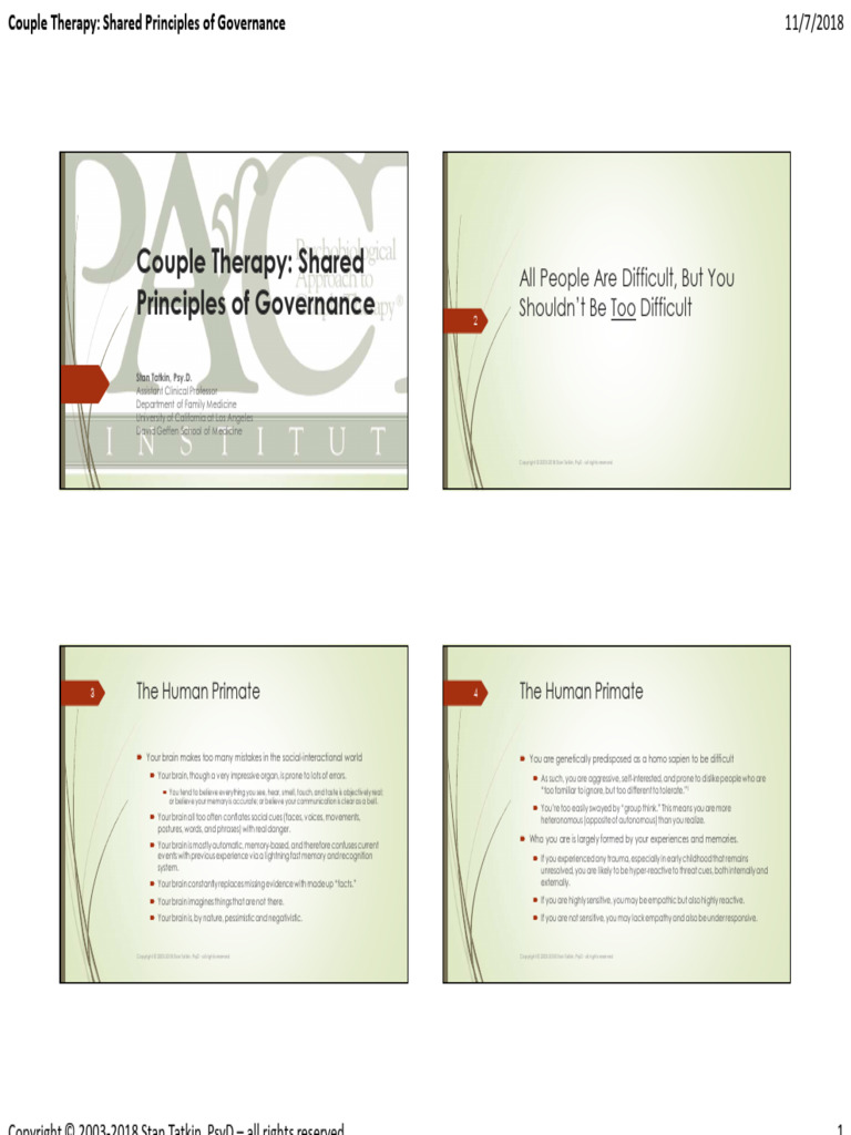 Stan Tatkin Shared Principles of Governance | PDF | Social Contract ...