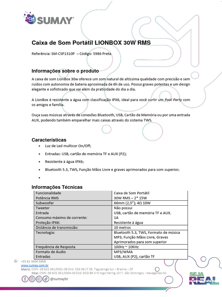 Características LIONBOX-Preta | PDF | USB | Engenharia da Computação