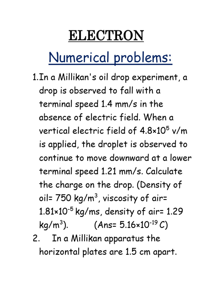 Numerical Problems 1 | PDF | Physical Phenomena | Physical Sciences