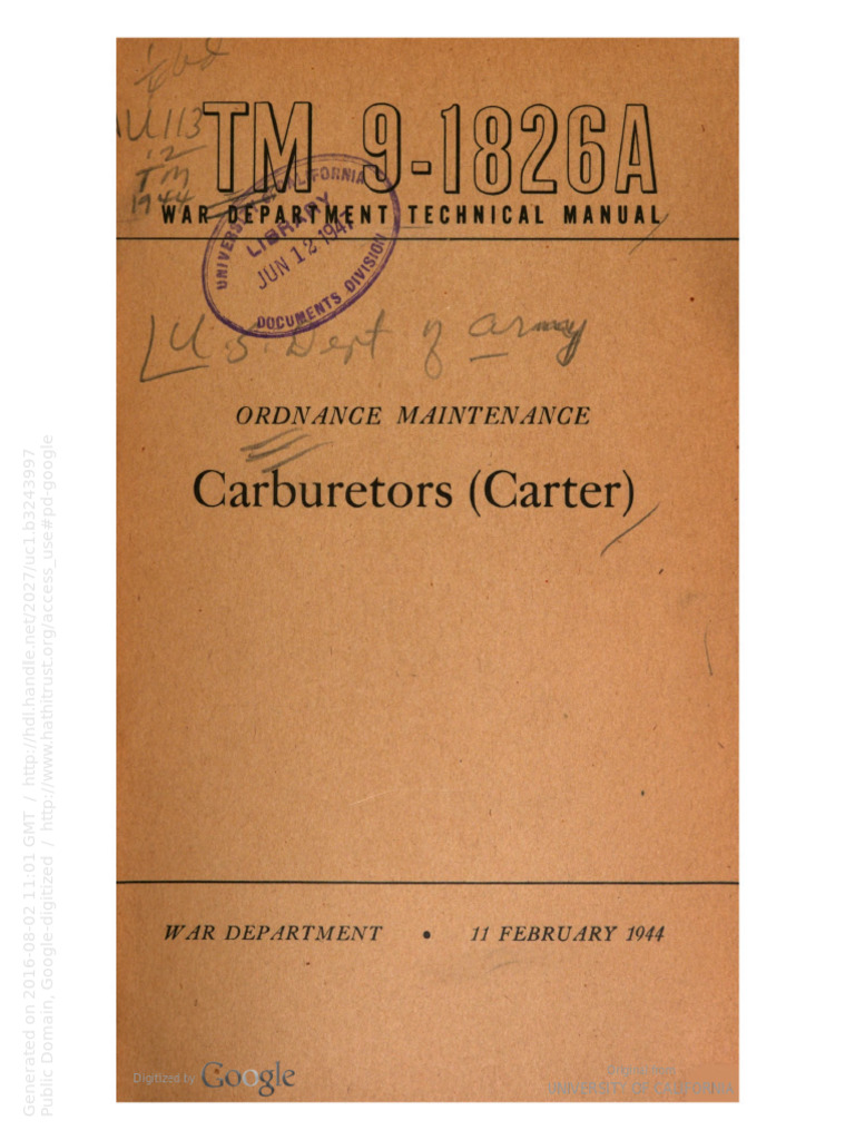 Carburetors: (Carter) | PDF | Vehicles