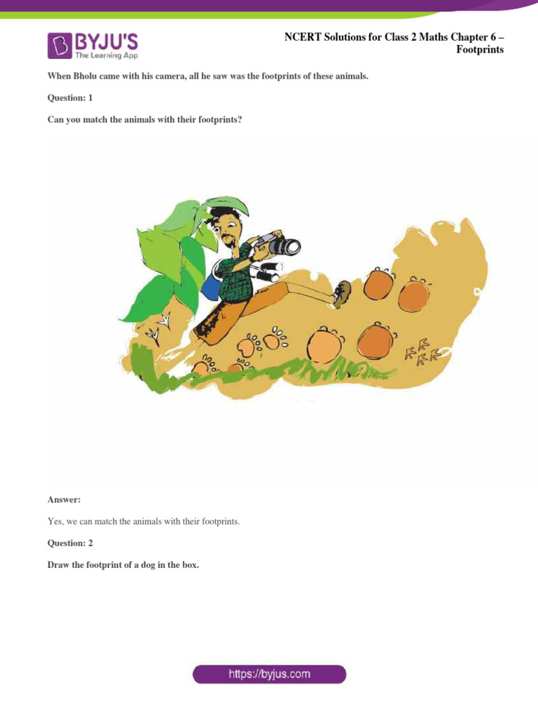 NCERT Solutions For Class 2 Maths Chapter 6 Footprints | PDF ...
