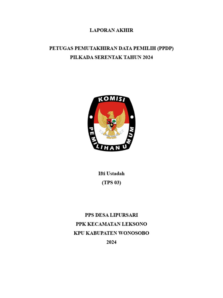 Laporan Pantarlih Ifti Ustadah | PDF