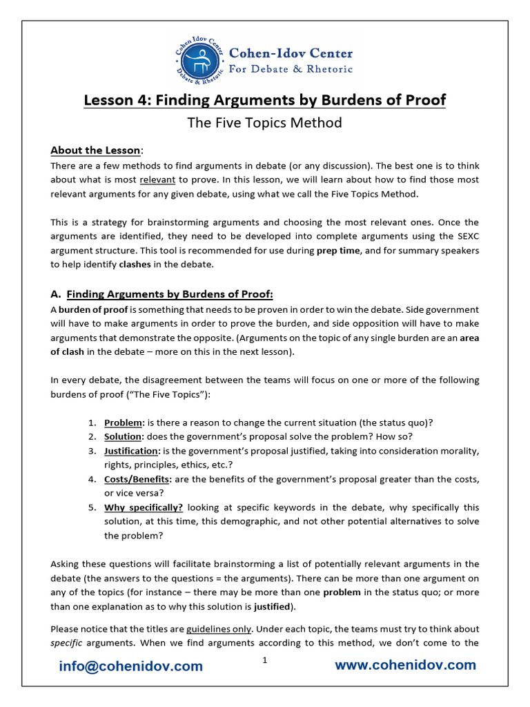 Lesson 4 - Finding Arguments | PDF | Argument Lesson 4 - Finding Arguments | PDF | Argument