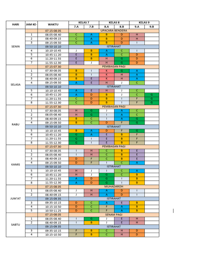 Jadwal Pelajaran T.A 2024-2025 | PDF