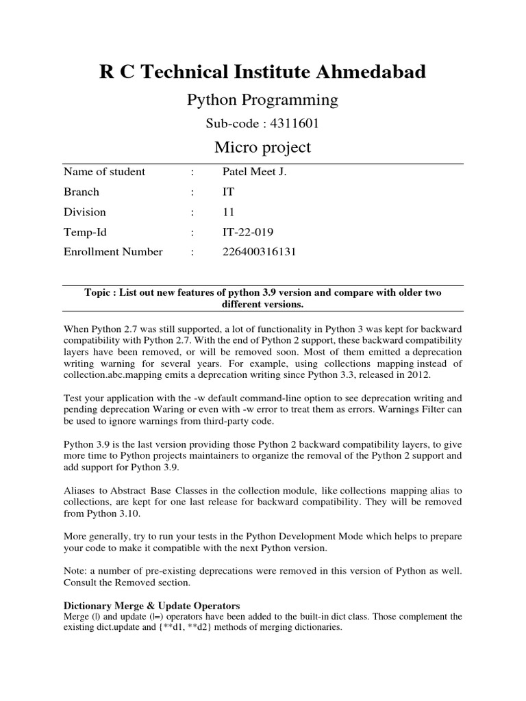 Python Microproject 1 Pdf Python Programming Language Computer Science 