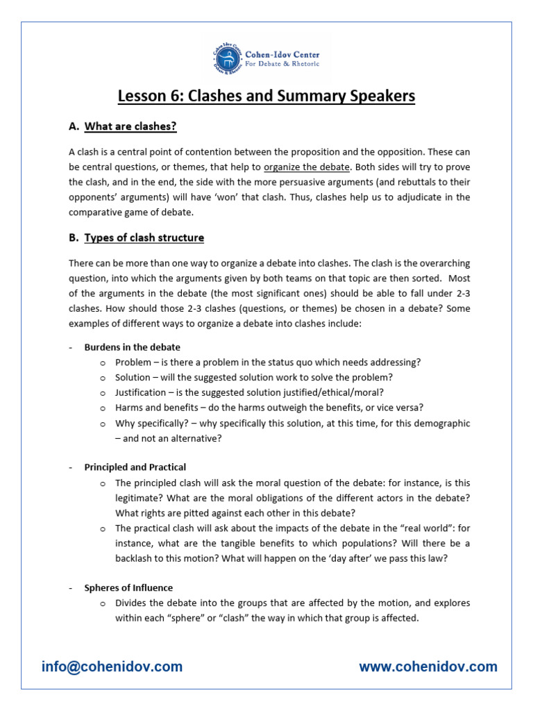 Lesson 6 - Clashes and Summary Speakers | PDF | Argument | Iran