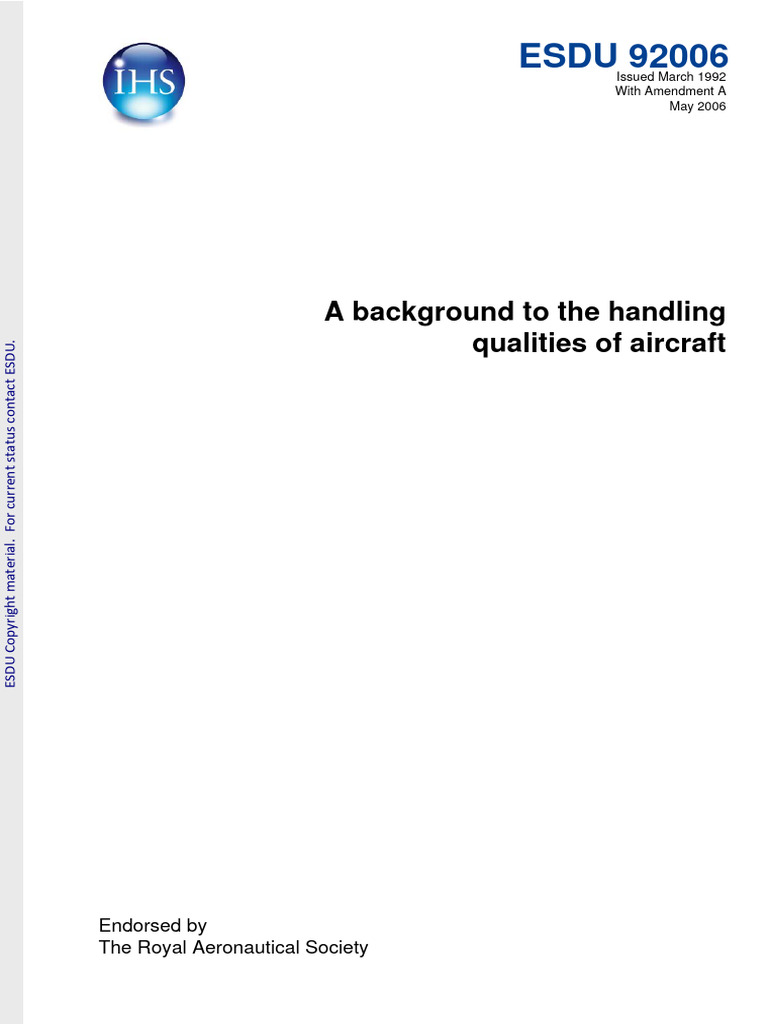 A Background To The Handling Qualities of Aircraft (IHS ESDU) | PDF | Aircraft | Flight